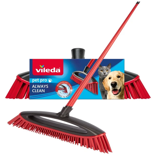 VILEDA PET PRO Always Clean Broom - Rubber broom perfect for removing ...