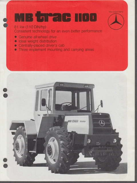 1976 MERCEDES-BENZ MB Trac 1100 Tractor sell sheet $9.99 - PicClick
