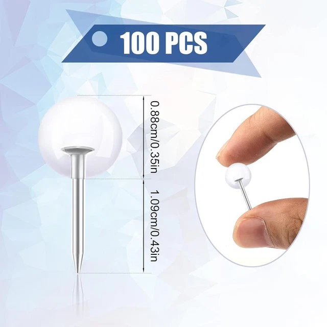 100PCS CLEAR ROUND Push Pins, Silver Ball Push Pins with Storage Box ...