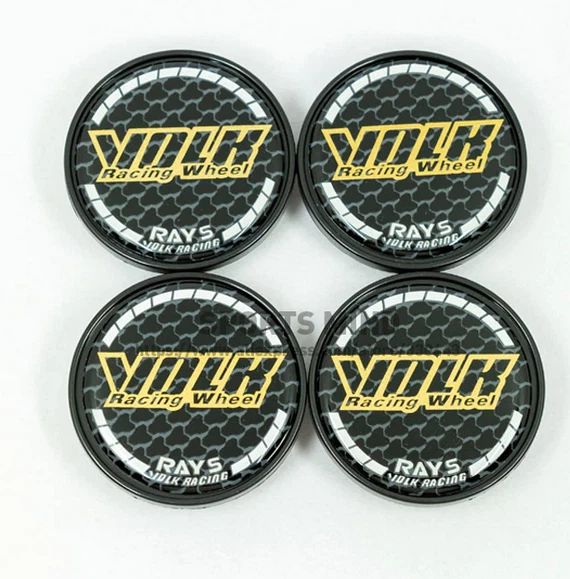 4X54MM VOLK RACING Logo Emblems Wheel Center Caps Hubcaps Badges Black ...