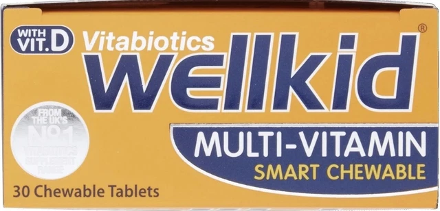 VITABIOTICS WELLKID MULTI-VITAMIN Smart Chewable 30 Tablets-- 4-12 Year ...