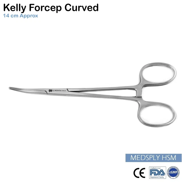 DENTAL HEMOSTATIC KELLY Forceps 14Cm Curved Surgical Locking Hemostat Instrument EUR 4,50 ...