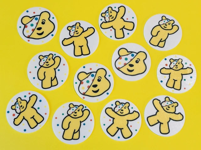 CHILDREN IN NEED Pudsey Bear Edible Cupcake Toppers PRECUT Cake ...