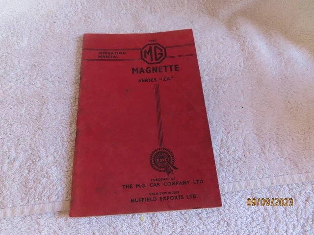 MG MAGNETTE Series ZA Operation Manual, AKD 572 £10.00 - PicClick UK