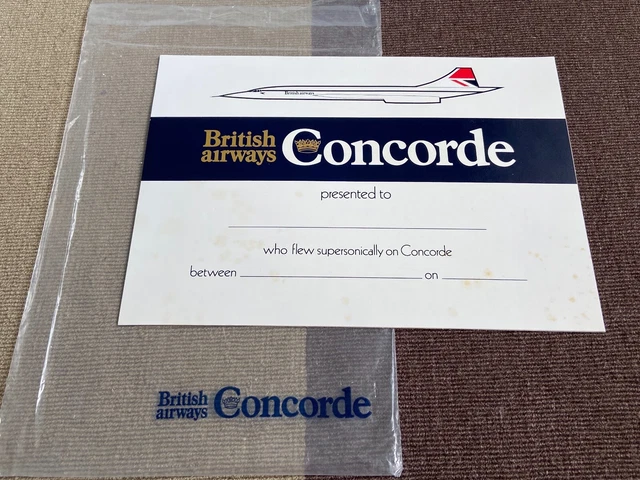BRITISH AIRWAYS CONCORDE - 'Crown' era Flight certificate in plastic ...