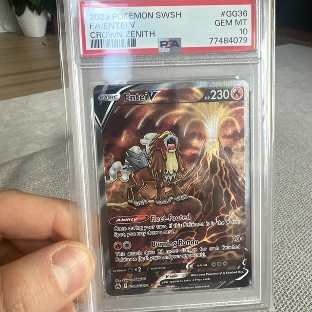 CARTE POKÉMON RARE PSA 10 GEM COMME NEUF Entei V GG36/GG70 couronne zénith ART COMPLET EUR 3,06 ...