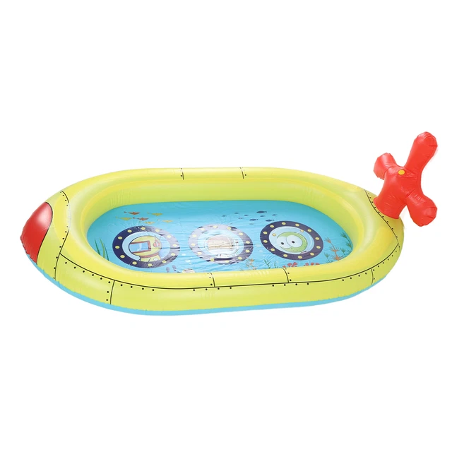 (SUBMARINE)INFLATABLE WATER SPRAY Pool Slide Backyard Skyship Swim Pool ...