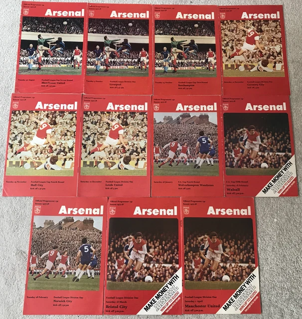 ARSENAL PROGRAMMES X 11 from season 1977/78 £12.16 - PicClick UK