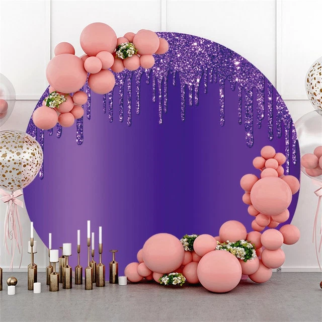 PURPLE GLITTER ROUND Birthday Party Backdrop Decoration $36.09 ...