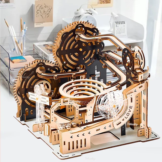 3D WOODEN PUZZLE Marble Run Set, DIY Mechanical Model Building Kits, STEAM Toy £16.38 - PicClick UK