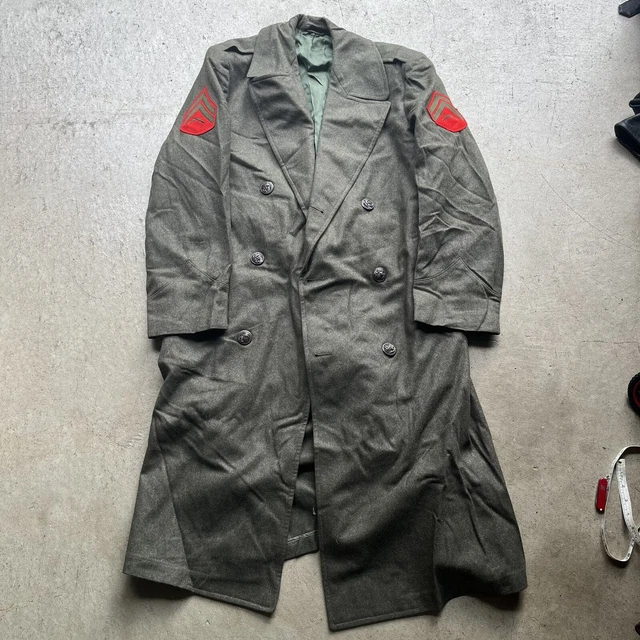 1940S WWII USMC Wool Trench Coat Vtg WW2 Marines Overcoat NAMED Stencil ...