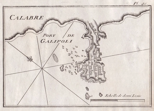 GALLIPOLI PUGLIA ITALIA Italie Carta Map Carte Roux Incisione 1816 EUR ...