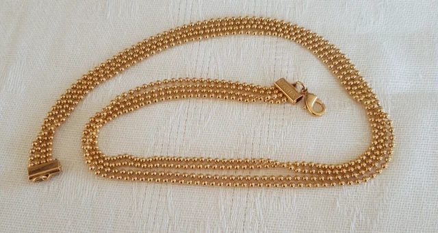 SUPERBE COLLIER VINTAGE MOVITEX 4 rangs de maille boule en métal doré ...