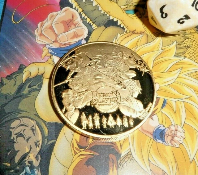 DEMON SLAYER GOLD METAL COIN CARD MEDAL PIECE Kimetsu no yaiba 4 NEW ...