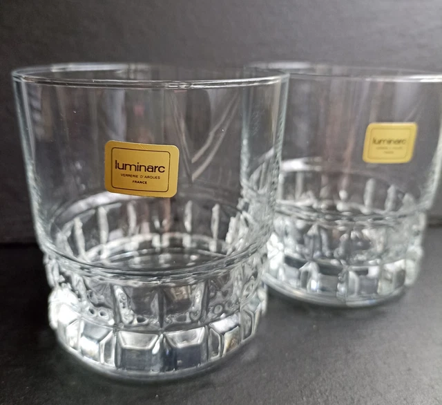 LUMINARC CRYSTAL VERRERIE DArques France Whiskey Glass Tumblers X 2 £23 ...