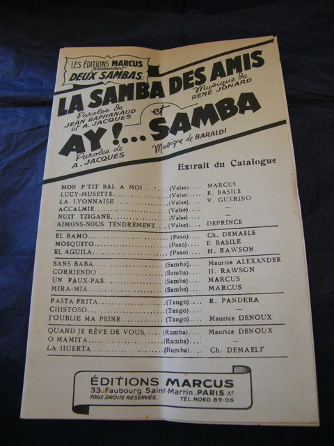 & SPARTITO LA Samba Dei Amici James Ay! Samba Music Sheet " EUR 14,76 ...