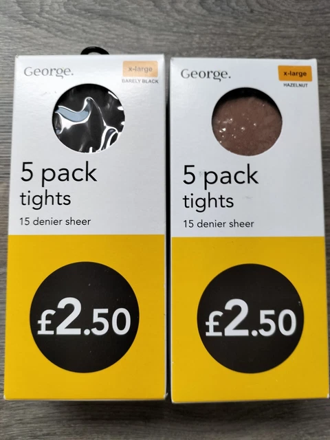 10 PAIRS OF 15 Denier Tights (5 Barely Black) & (5 Hazelnut) Size XL £ ...