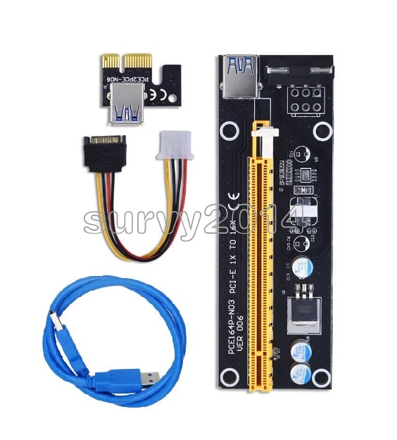 USB 3.0 PCI-E Express 1x To 16x Extender Riser Card Adapter Power Cable ...