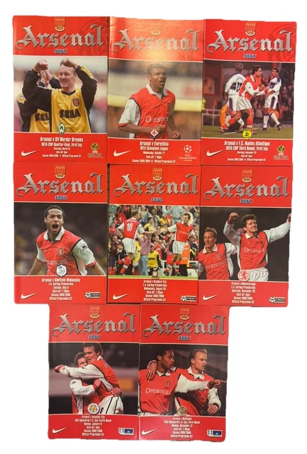 ARSENAL HOME FOOTBALL Programmes 1999/2000 EPL FA Cup UCL Job Lot x8 ...