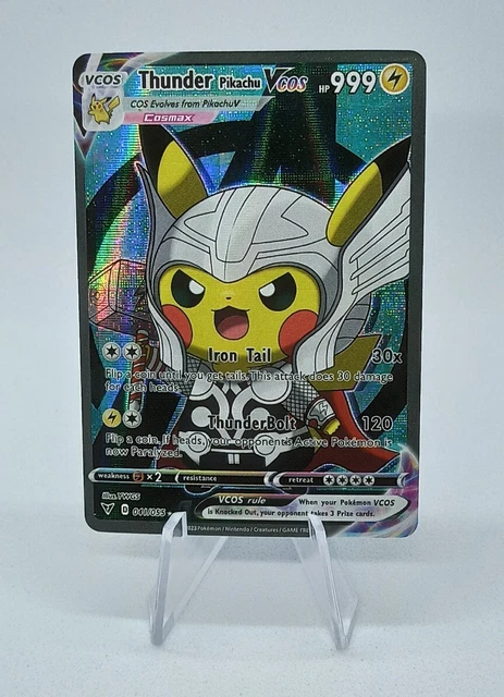 PIKACHU POKEMON THUNDER Thor Avengers Pika Carte Card Holo Prism Manga ...