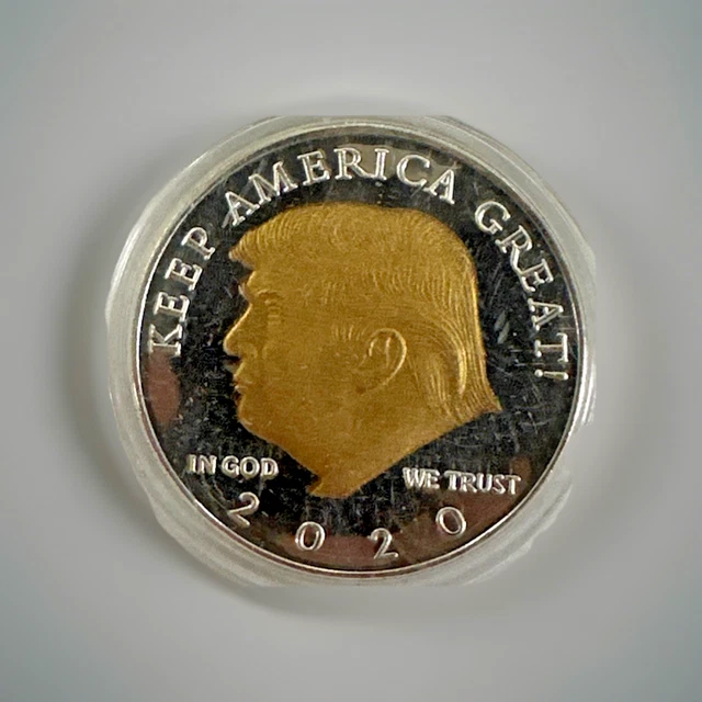 MONETA DONALD TRUMP 2020 Argento Placcato Oro 45 Presidente Tenere L ...