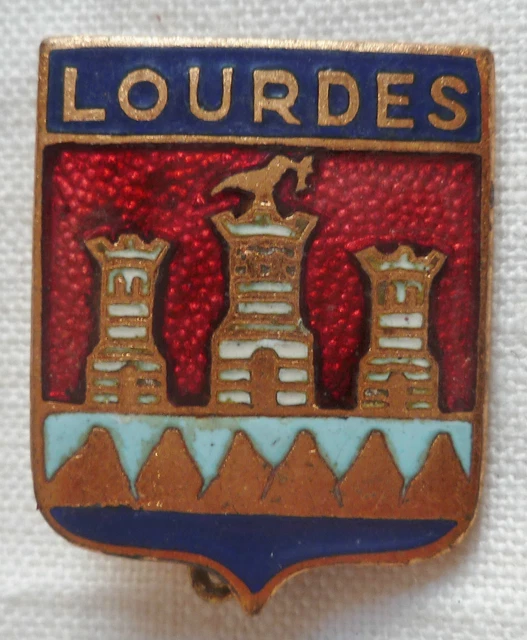 INSIGNE BLASON ANCIEN ville de LOURDES émail 25 mm authentique France badge EUR 9,99 - PicClick FR