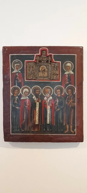 ANTIKE IKONE AUS Holz Handbemalt Mit Metall Triptychon EUR 490,00 - PicClick DE