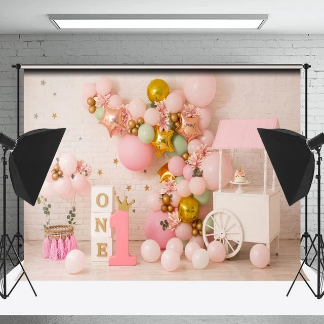 PINK BRICK WALL Balloon Birthday Cake Smash Backdrop $37.94 - PicClick AU
