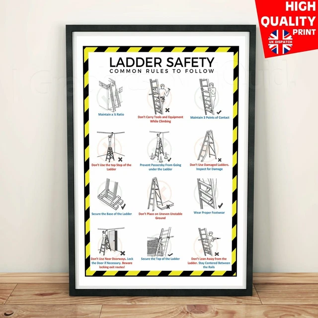 HEALTH & LADDER Safety USE Workplace HSE COMPLIANCE POSTER *LAMINATION ...