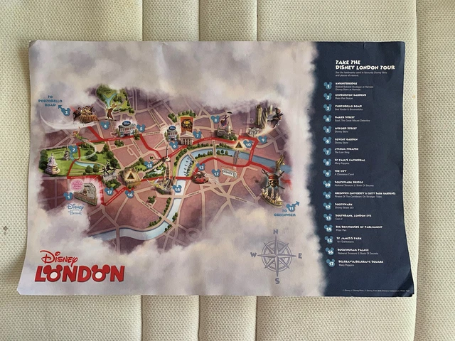 DISNEY LONDON OFFICIAL Map Disney Sightseeing Rare Unique Limited ...