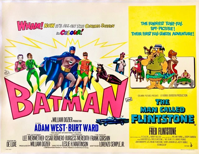 BATMAN ORIGINAL 1966 DB Quad Poster Adam West Burt Ward Flintstone ...