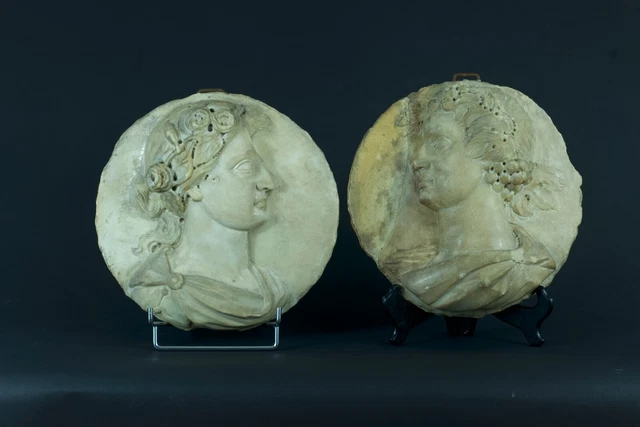 ANTIQUE BAROQUE MARBLE Sculpture Italy Portrait Woman Rome Tondo 17th £ ...