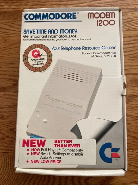 COMMODORE MODEM 1200 (box & modem) Model 1670 For Commodore 64 / 128 ...