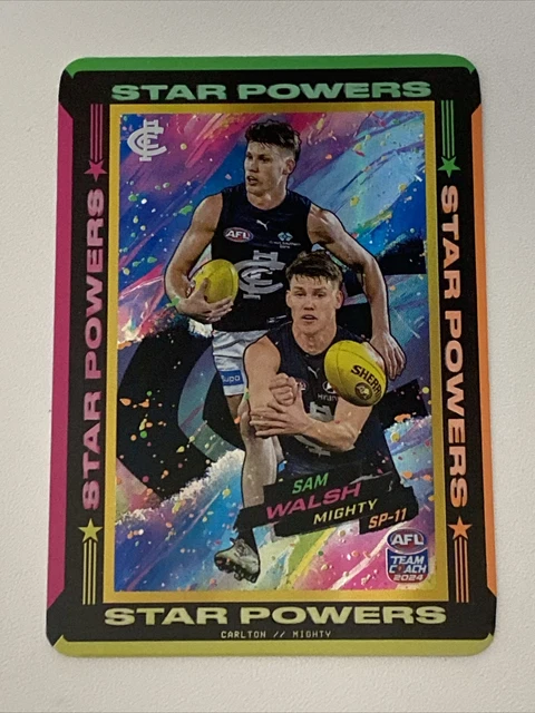 2024 AFL TEAMCOACH NEON Starpowers Card Sam Walsh Carlton Blues (code ... 2024 AFL TEAMCOACH NEON Starpowers Card Sam Walsh Carlton Blues (code ...