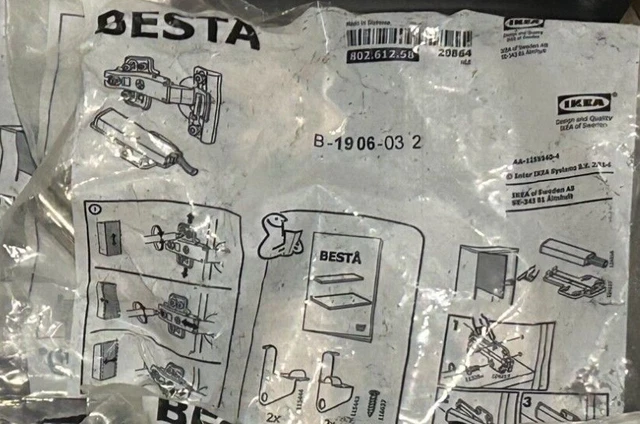 IKEA BESTA HINGES Soft Close X2 With Push Opener X 1 New Pack 802.612. ...