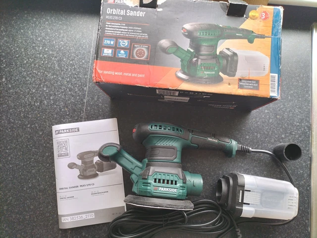 PARKSIDE RANDOM ORBITAL Sander 270W dust extraction & accessories BNIB ...