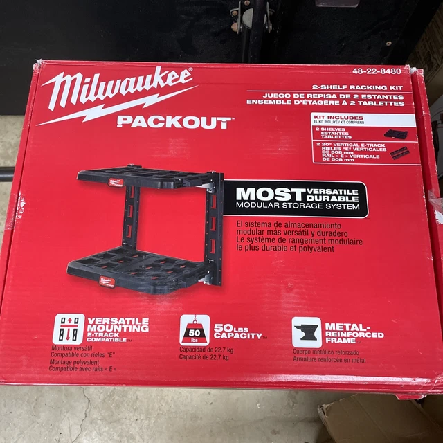 MILWAUKEE 48-22-8480 PACKOUT 2-Shelf Racking Kit with 20 in. E-Track ...
