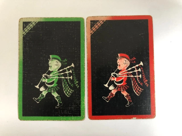VINTAGE RETRO ART Deco 2x Swap Playing Cards Scottish Music Band Boy ...