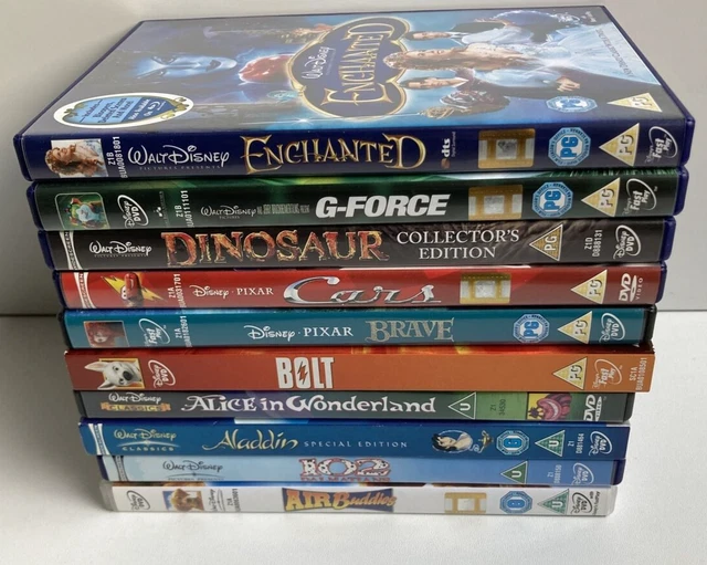 10 DISNEY DVD Bundle Aladdin Bolt Brave Cars Dinosaur Enchanted Alice ...