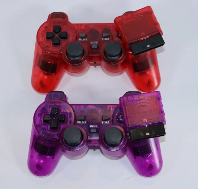 PLAYSTATION 2 PS2 Dual Vibration WIRELESS Controller CLEAR PURPLE/RED ...