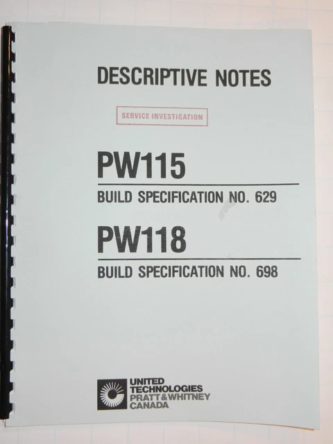 PWC PW115/118 DESCRIPTIVE Notes and Cross Section Drawings - Excellent ...