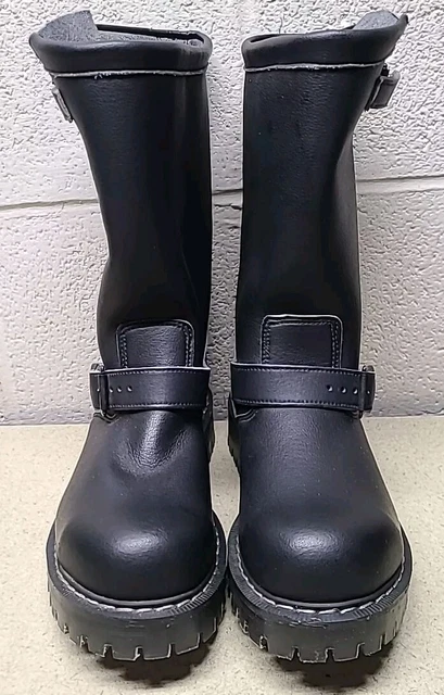 VEGETARIAN SHOES BLACK Engineer Boots Harness Strap - UK 6 US Men's 7 ...