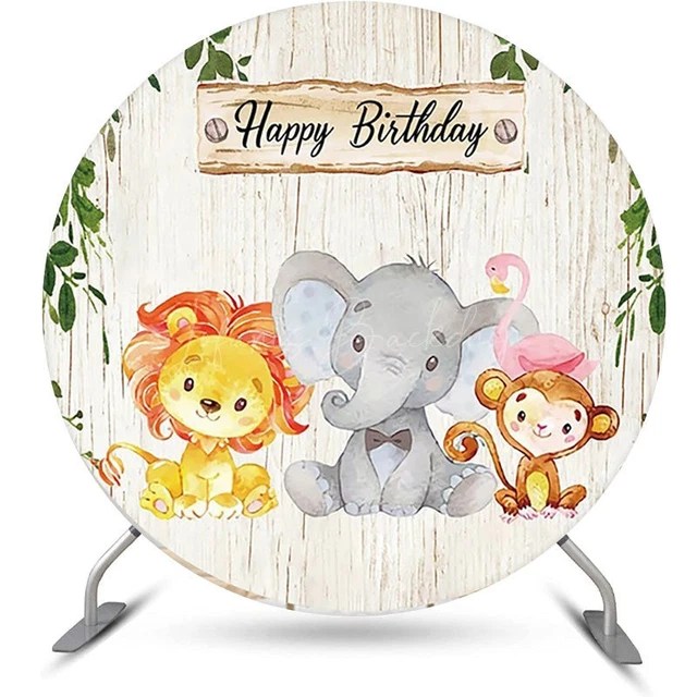 BEIGE WOOD LEAVES Cute Animals Birthday Backdrop $36.09 - PicClick AU