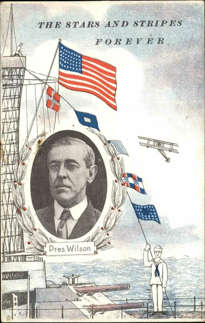 PRESIDENT WOODROW WILSON Semaphore Flags Battleship WWI Propaganda ...