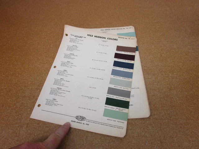 1953 HUDSON CAR exterior paint color chip chart sheet sample EUR 7,31 ...