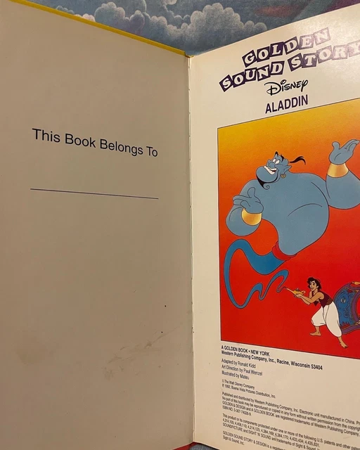 GOLDEN SOUND STORY Book Aladdin Electronic Storybook Music Disney ...