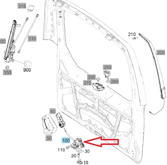 GENUINE MERCEDES W447 Vito V class tailgate lock a4477400335 black £95. ...