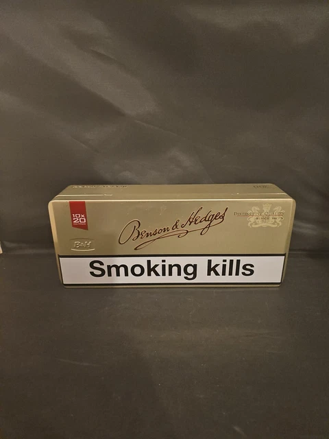 BENSON AND HEDGES B&H Cigarette Tin Large Gold 200 Cigarettes Box £12. ...