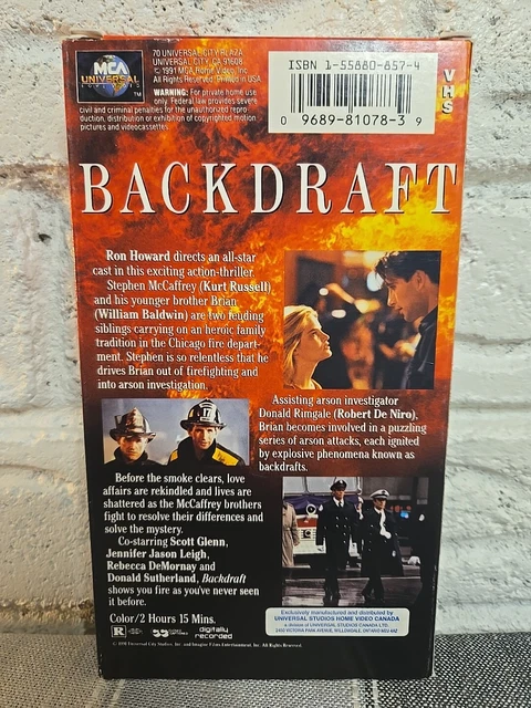 BACKDRAFT 1991 VHS Kurt Russell William Baldwin Robert De Niro $9.99 ...