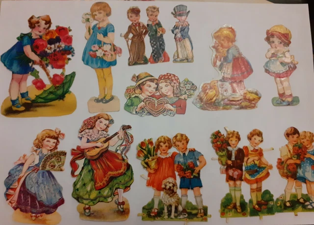 OBLATEN GLANZBILDER VINTAGE Germany Kinder mit Blumen Wunschbilder Scraps EUR 21,06 - PicClick DE